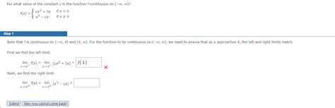 solved for what value of the constant c is the function f