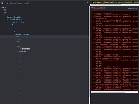 [react devtools] improve devtools ui when inspecting a component that throws an error · issue