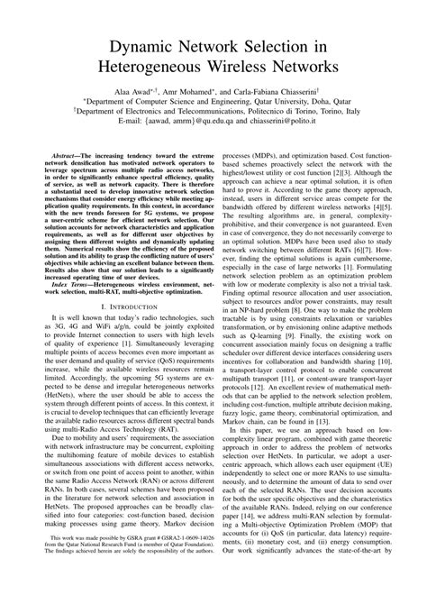 pdf dynamic network selection in heterogeneous wireless networks a user centric scheme for