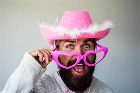 Funny Man Face Bearded Man In Big Glasses Hipster With Beard And Mustache In Funny Big