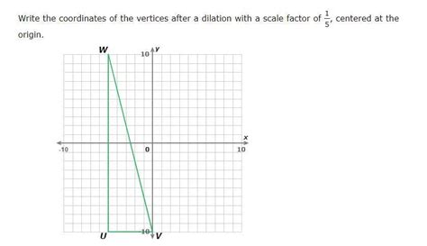 write the coordinates of the vertices after a dilation with a scale factor of 1 5 centered at