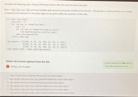 solved consider the following code choose all that are