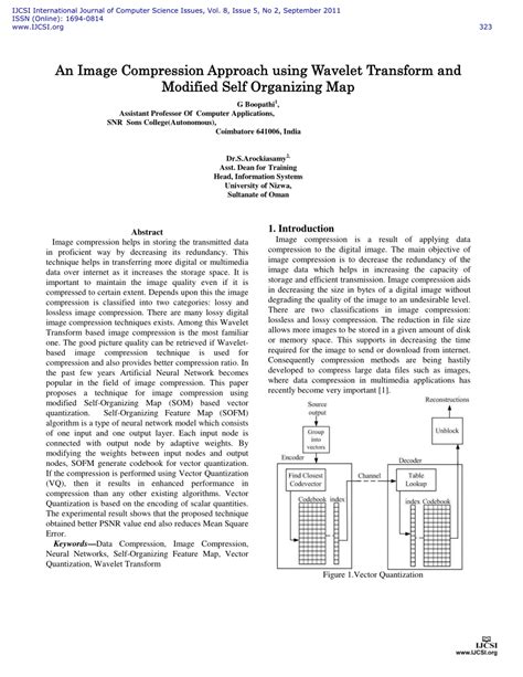 pdf an image compression approach using wavelet transform and modified self organizing map