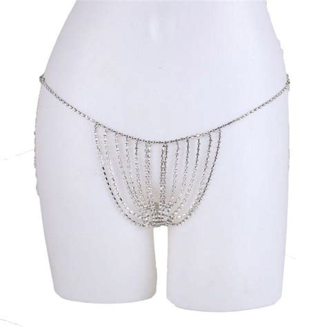 Cheap Sexy Bikini Rhinestone Underwear Belly Chain Crystal Thong Body Chain Jewelry Joom
