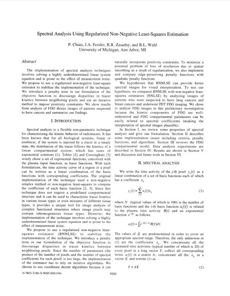 pdf spectral analysis using regularized non negative least squares estimation