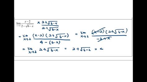 limit of the rational function using multiplication of conjugates youtube