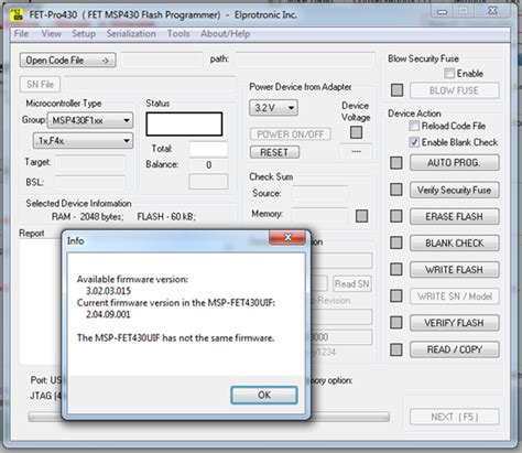 MSP430 Error Connecting To The Target Could Not Find Device Or