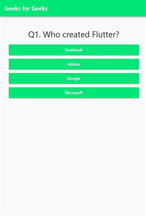 Basic Quiz App In Flutter API GeeksforGeeks