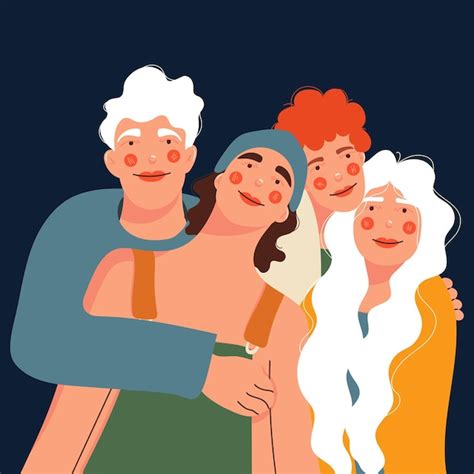 Premium Vector International Friendship Day Friends Hugs With Friends Man And Woman Best Friends