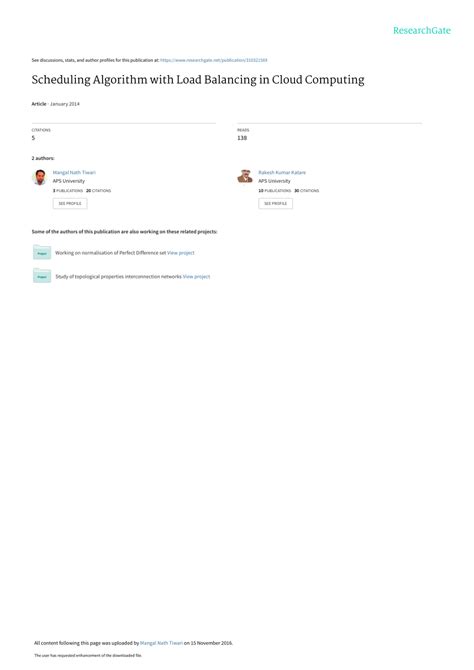 pdf scheduling algorithm with load balancing in cloud computing working on normalisation of