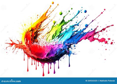 Abstract Paint Color Splatter Isolated On White Background Bunch Of