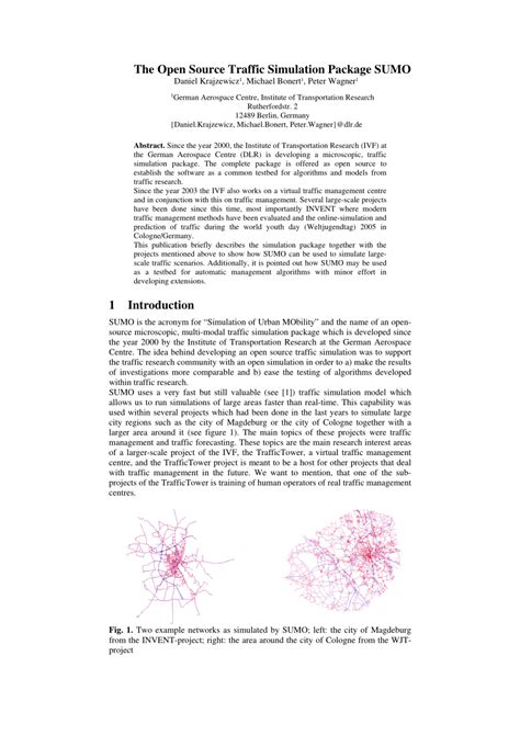 pdf the open source traffic simulation package sumo