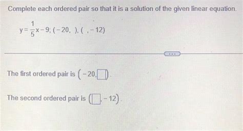 solved complete each ordered pair so that it is a solution
