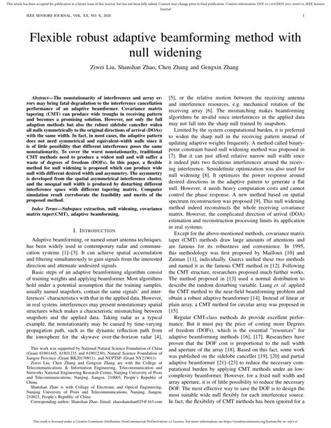 pdf flexible robust adaptive beamforming method with null widening