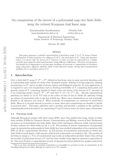 pdf on computation of the inverse of a polynomial map over finite fields using the reduced