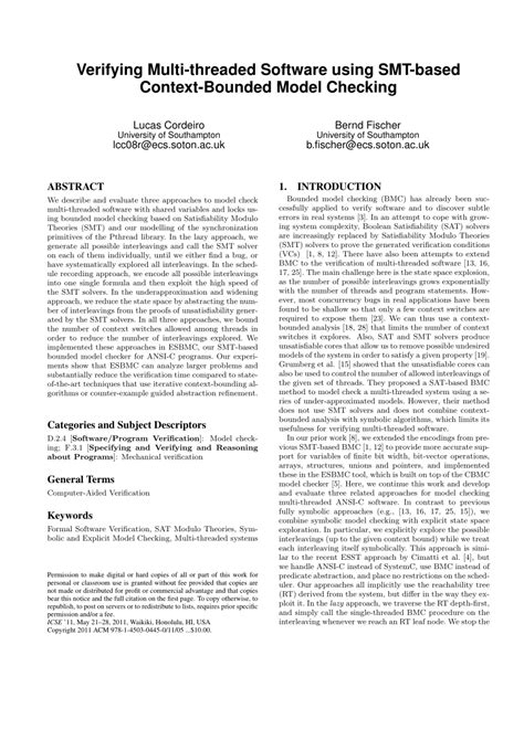 pdf verifying multi threaded software using smt based context bounded model checking