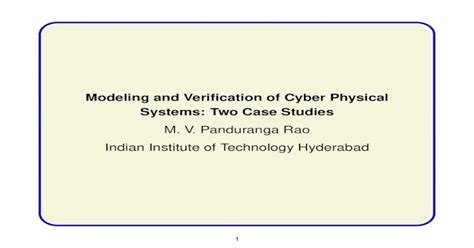 modeling and verification of cyber physical systems [pdf document]