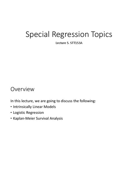 lecture 5 part 1 regression analysis pdf regression analysis logistic regression