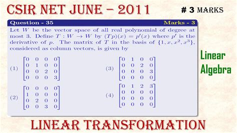 csir net mathematics june 2011 q 35 part b linear algebra linear transformation