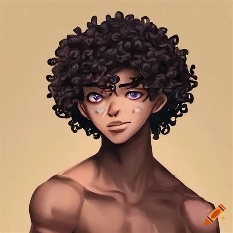 Japanese Anime Inspired Male Character With Dark Brown Skin And Creole Ring On Craiyon