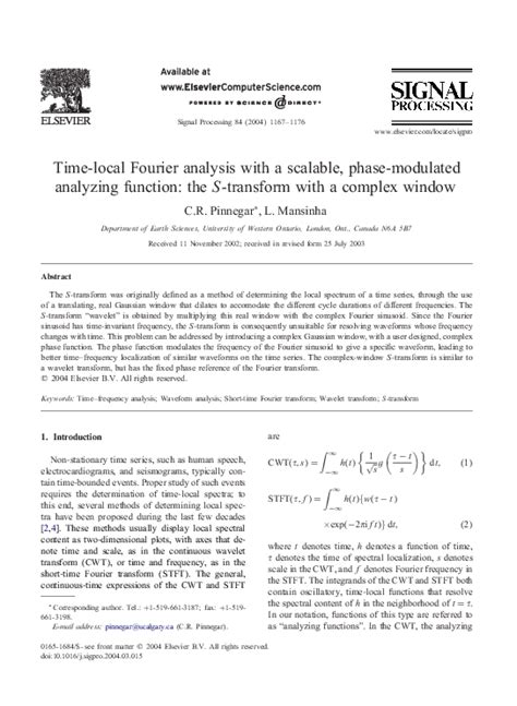 pdf time local fourier analysis with a scalable phase modulated analyzing function the s