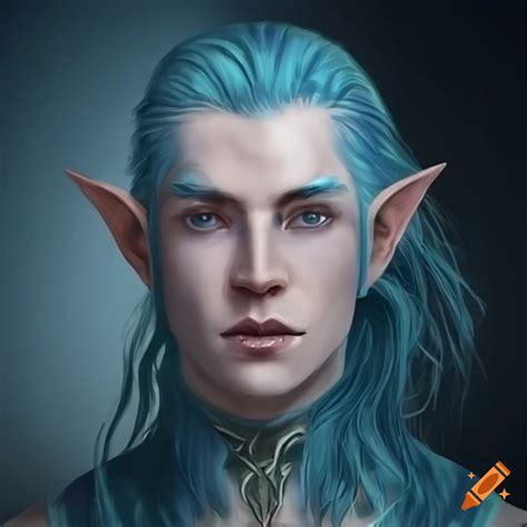 Elven Man With Pale Blue Skin And Pearlescent Hair On Craiyon