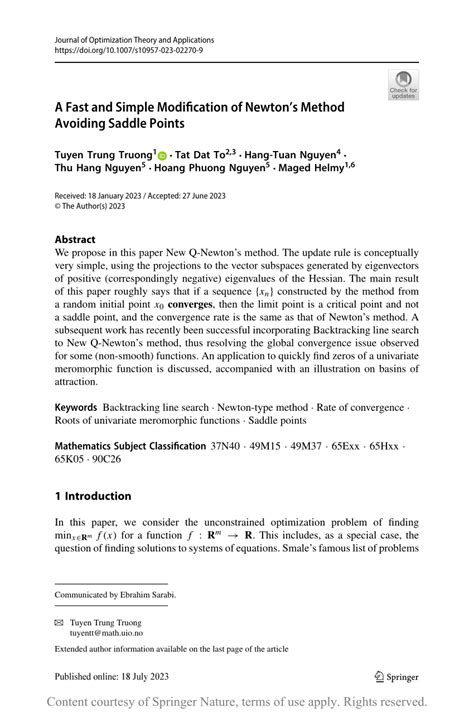 pdf a fast and simple modification of newton s method avoiding saddle points