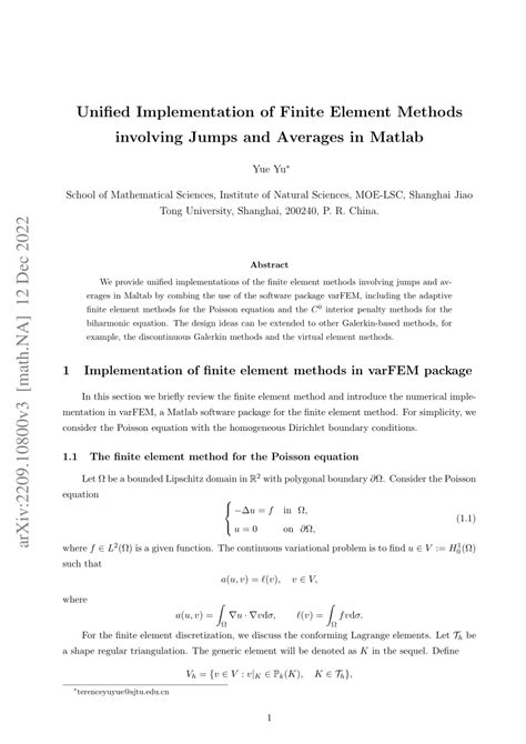 pdf unified implementation of finite element methods involving jumps and averages in matlab