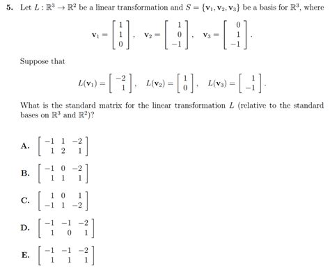 solved 5 let l r3 → rº be a linear transformation and s
