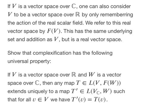 solved if v is a vector space over c one can also consider
