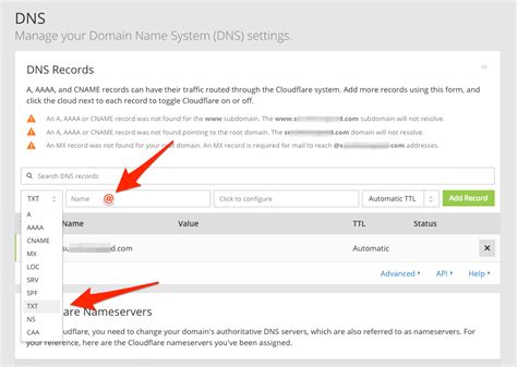 how can i add a txt record to my dns records knowledge base