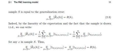machine learning how is the expectation of the empirical error based on an i i d sample s is