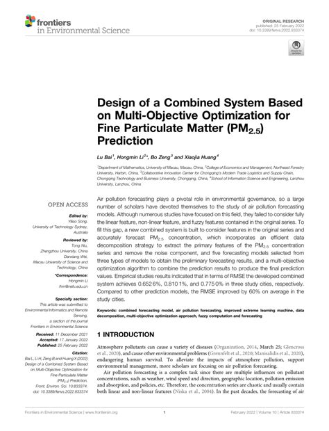 pdf design of a combined system based on multi objective optimization for fine particulate