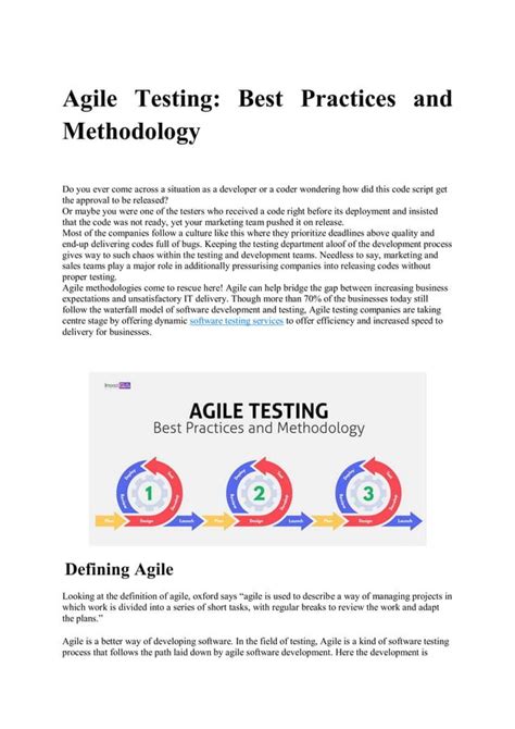 Agile Testing Best Practices And Methodology PDF