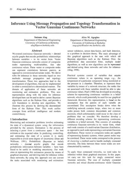 inference using message propagation and topology transformation in vector gaussian continuous