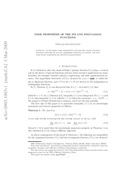 pdf some properties of the psi and polygamma functions feng qi