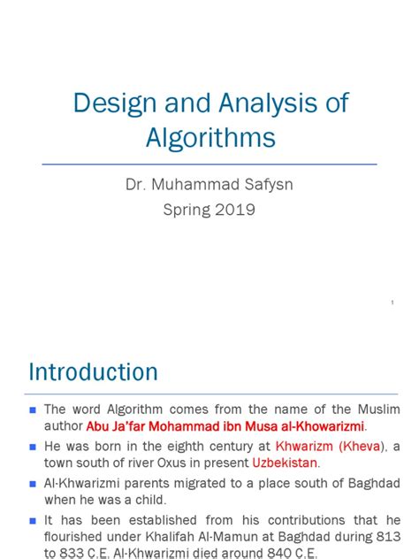 design and analysis of algorithms dr muhammad safysn spring 2019 pdf time complexity