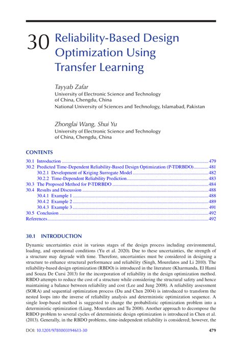pdf reliability based design optimization using transfer learning