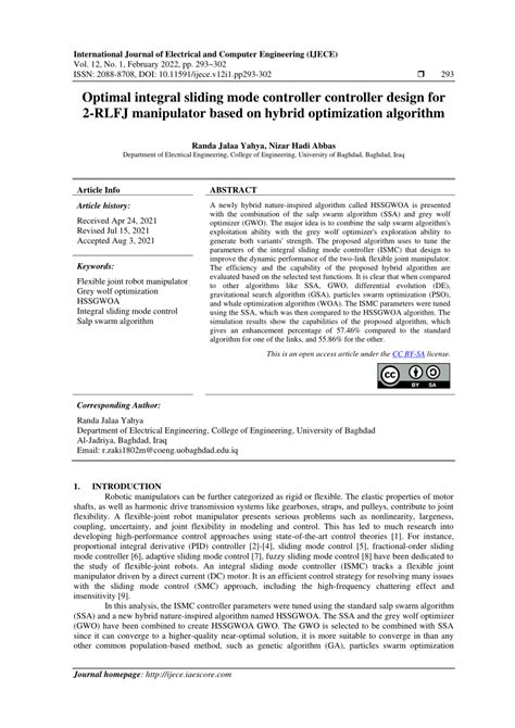pdf optimal integral sliding mode controller controller design for 2 rlfj manipulator based on