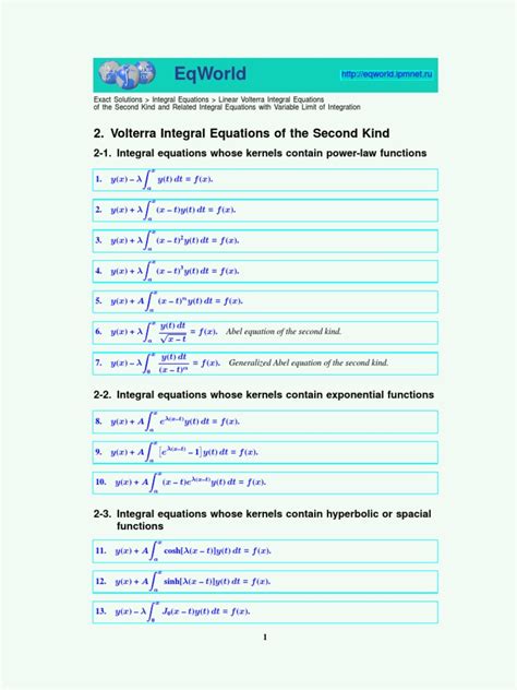 volterra integral equations of the second kind pdf integral