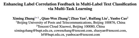 enhancing label correlation feedback in multi label text classification via multi task learning
