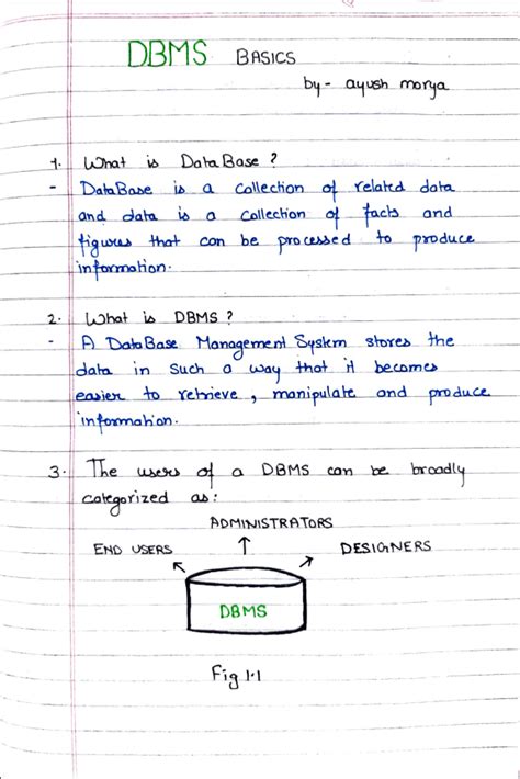 database management system basic handwritten notes