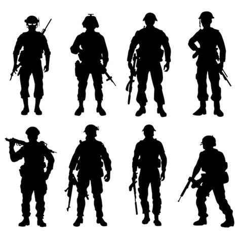 Premium Vector Soldier And Army Force Silhouette Collection For Veterans Day Set Of Army