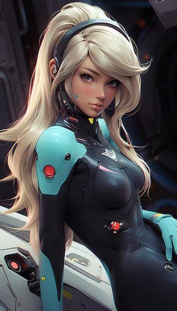 Premium Ai Image Blonde Girl In Futuristic Suit