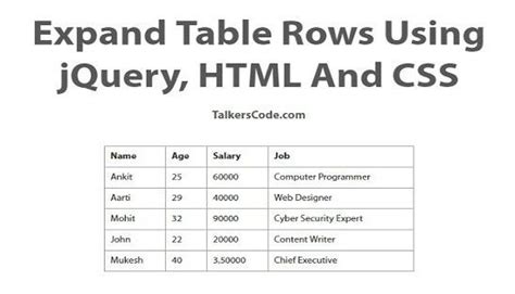 expand table rows using jquery html and css with demo