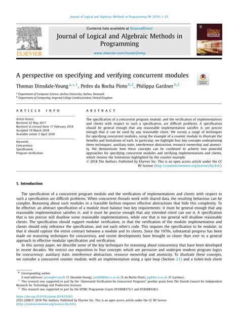 pdf a perspective on specifying and verifying concurrent modules