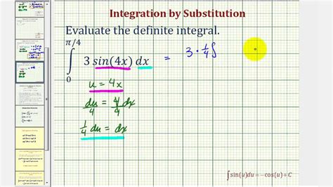 ex definite integration using substitution involving sine youtube