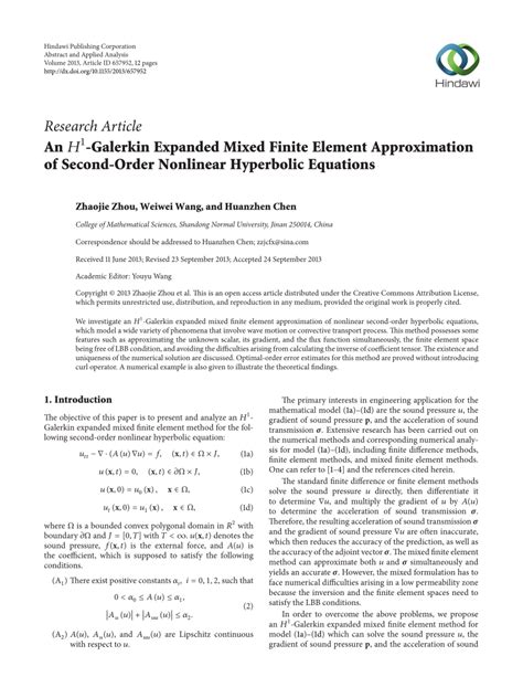 pdf an h1 galerkin expanded mixed finite element approximation of second order nonlinear