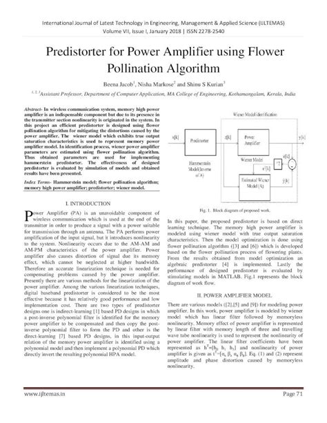 pdf predistorter for power amplifier using flower pollination · flower pollination