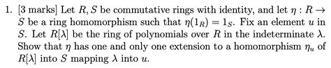 solved 1 [3 marks] let r s be commutative rings with